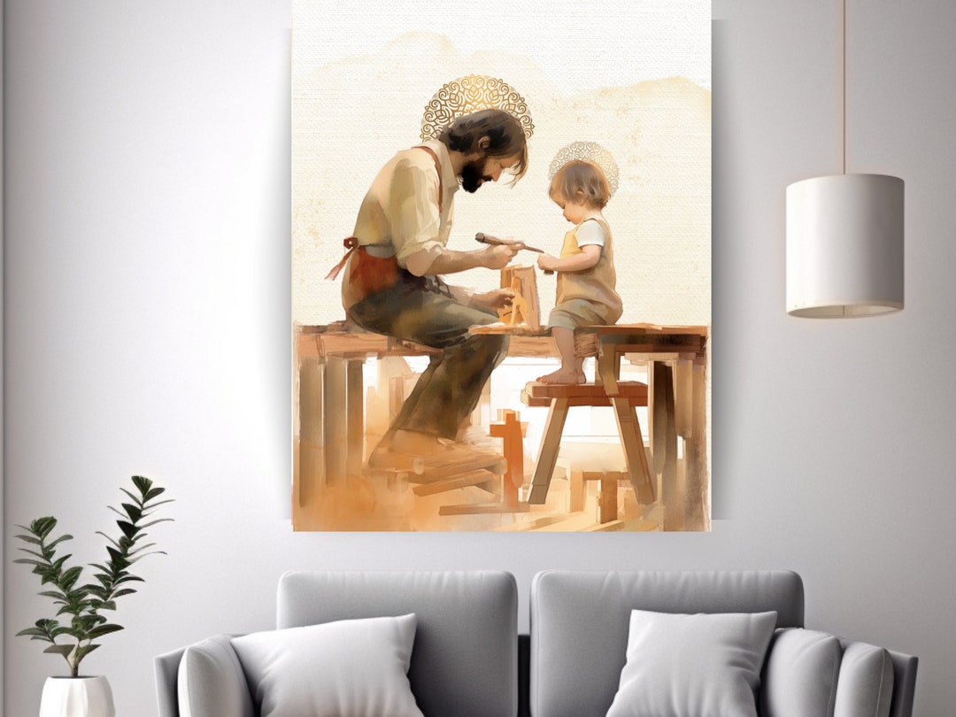 St. Joseph and Baby Jesus Canvas Prints, Saint Art, St. Joseph Canvas ...