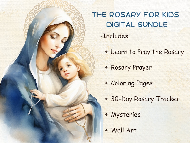 How to Pray the Rosary, Catholic Kids Printable Prayer Bundle Beginner ...