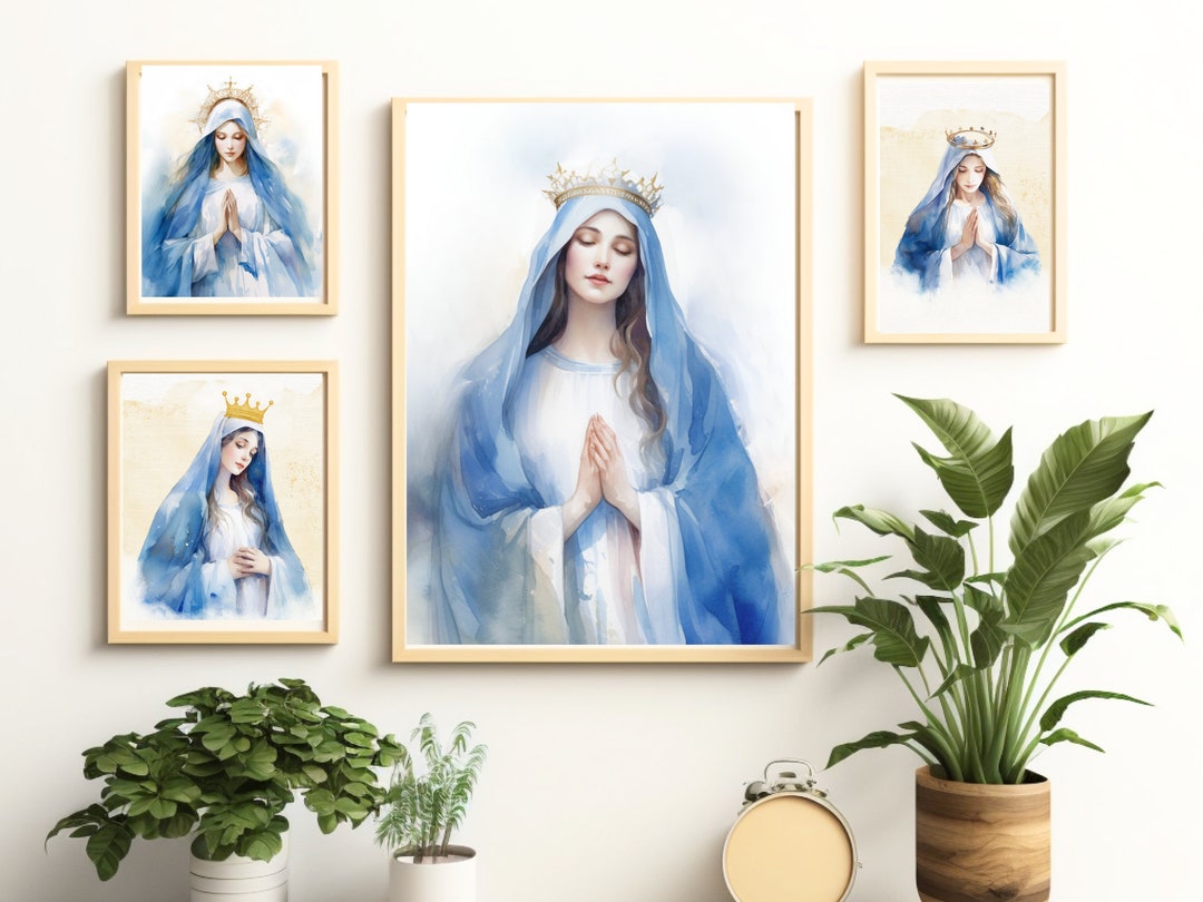 Blessed Virgin Mary Watercolor Digital Bundle, DOWNLOADABLE Digital ...