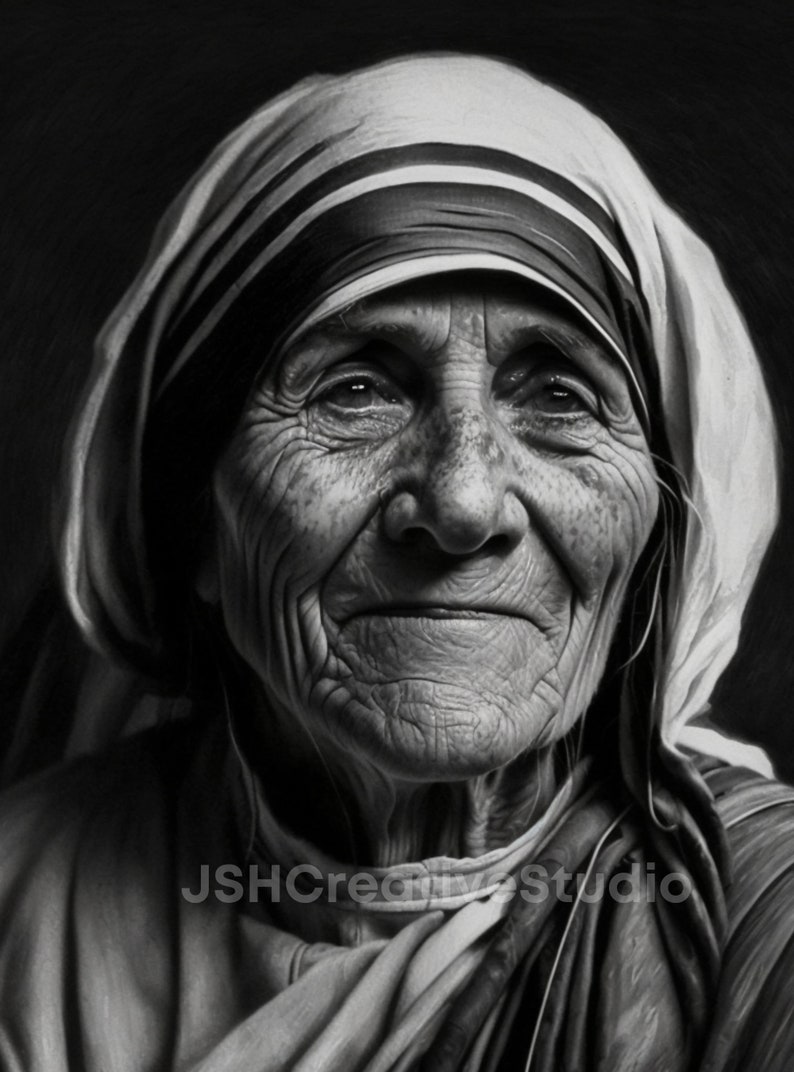 St. Teresa of Calcutta Art: Digital Portrait of a Joyful Saint - Etsy