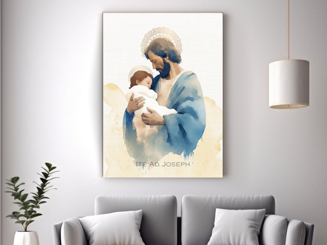 St. Joseph and Baby Jesus Canvas Prints, Saint Art, St. Joseph Canvas ...