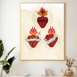 Three Hearts of the Holy Family Digital Art Printable, JMJ Hearts ...