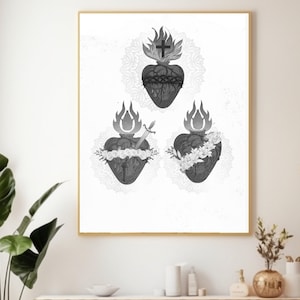 Three Hearts of the Holy Family Digital Art Printable, JMJ Hearts ...