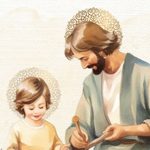 St. Joseph Teaching Jesus in the Carpenter's Shop,catholic Digitalart ...