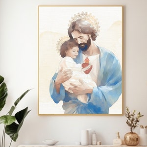 Chaste Heart of St Joseph Printable Bundle, Catholic Illustration Art ...