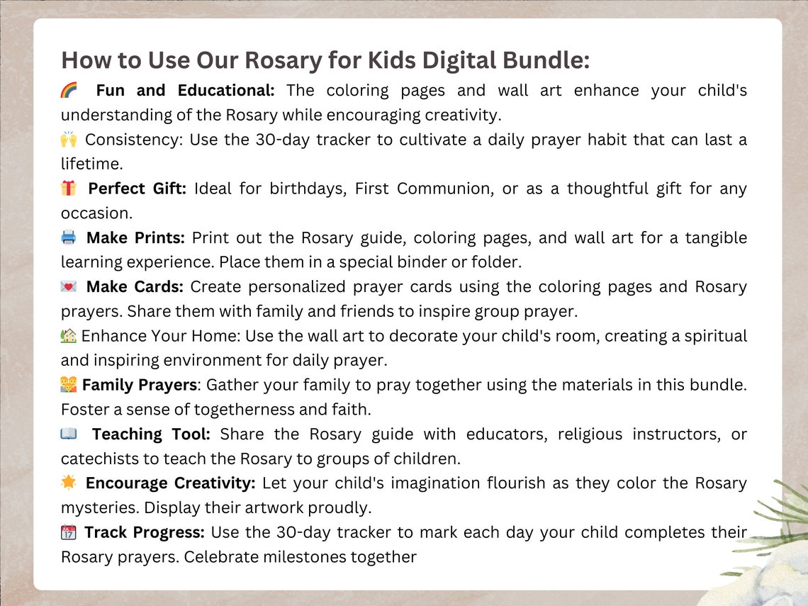 How to Pray the Rosary, Catholic Kids Printable Prayer Bundle ...