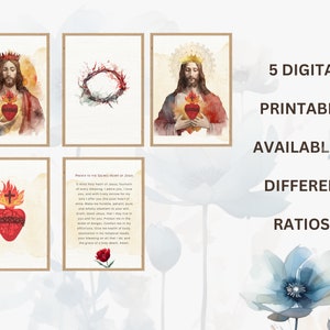 Sacred Heart of Jesus Image With Prayer Printable Bundle, Catholic ...