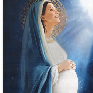 Mother Mary Canvas, Mother of Hope, Catholic Art , Pregnant Mary ...