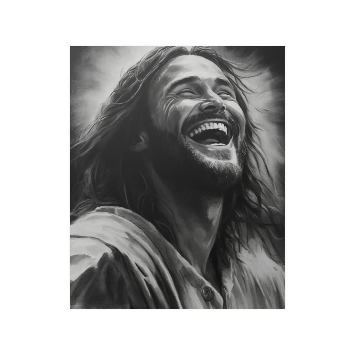 Laughing Christ Art Print : Joyful Jesus Portrait for Home - Etsy