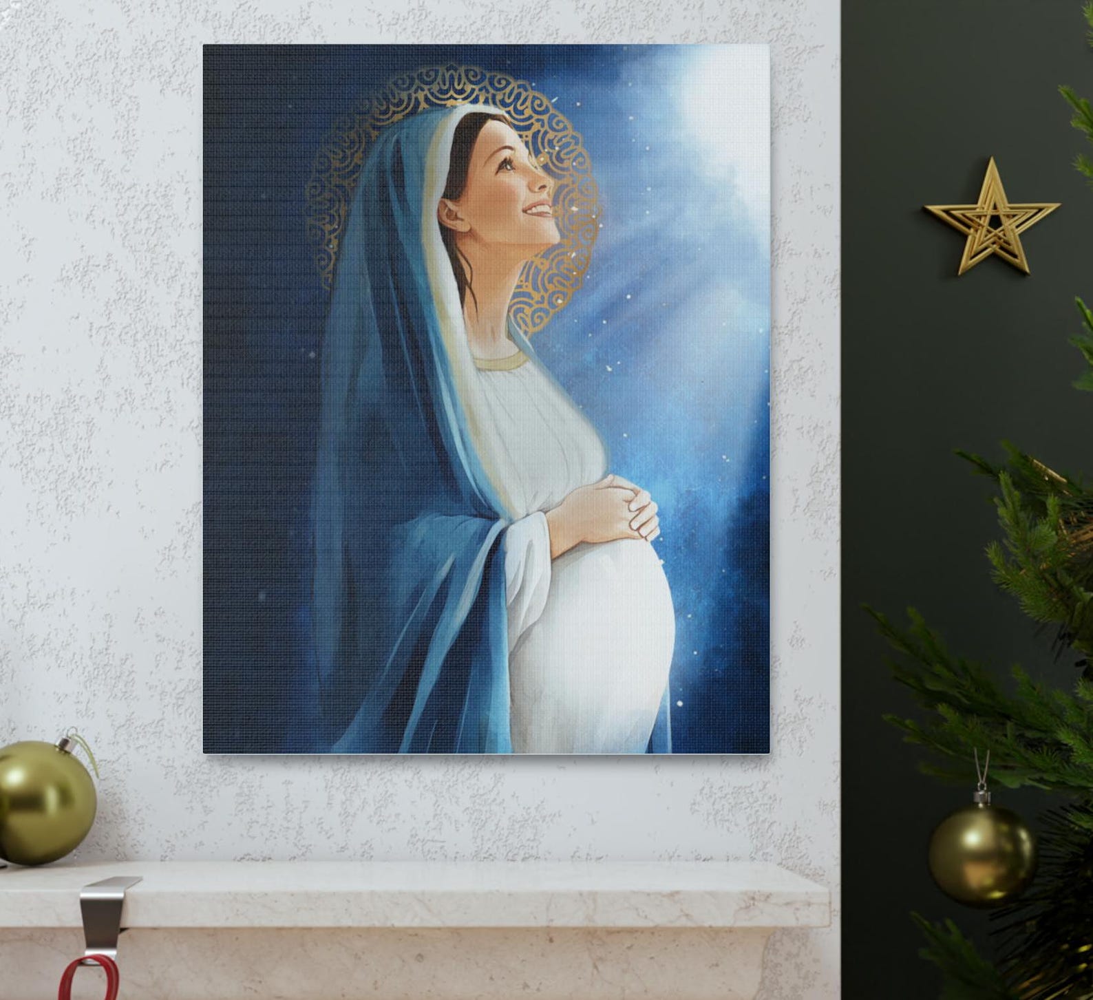 Mother Mary Canvas, Mother of Hope, Catholic Art , Pregnant Mary ...