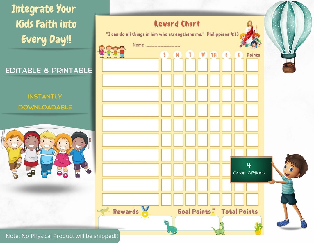 Catholic Reward Chart Easy Editable Printable * 4 Designs *2 Formats ...