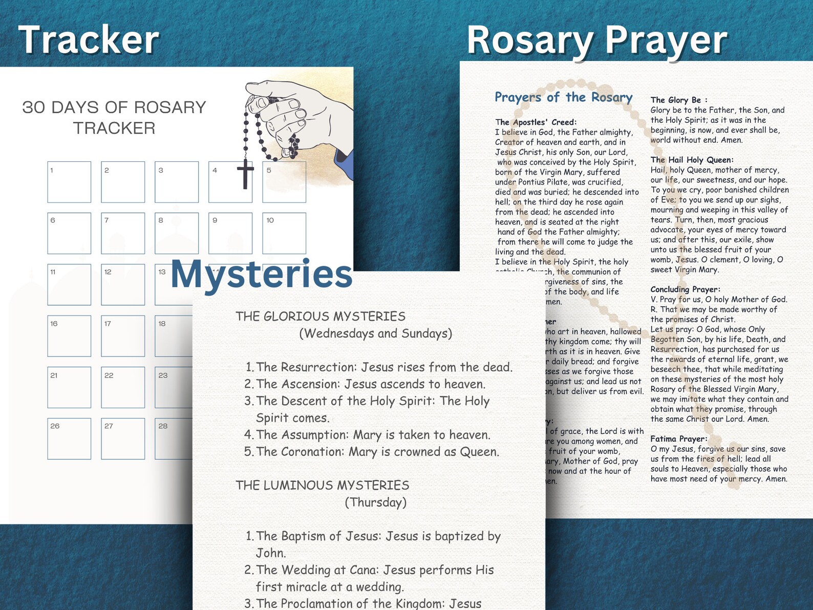 How to Pray the Rosary, Catholic Kids Printable Prayer Bundle ...