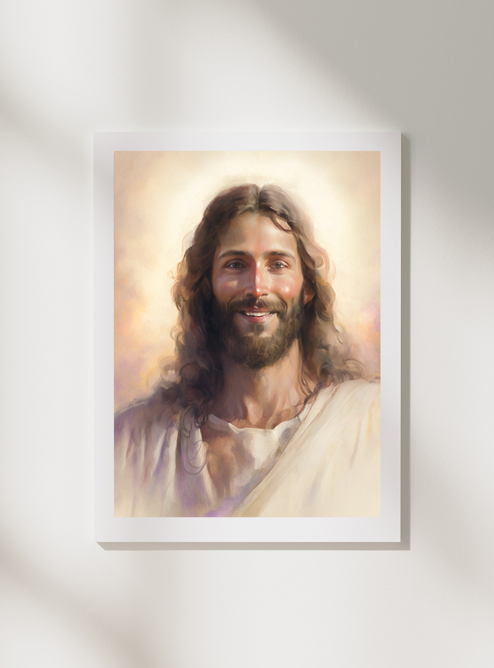 Laughing Christ Art: Joyful Jesus Digital Portrait for Home - Etsy