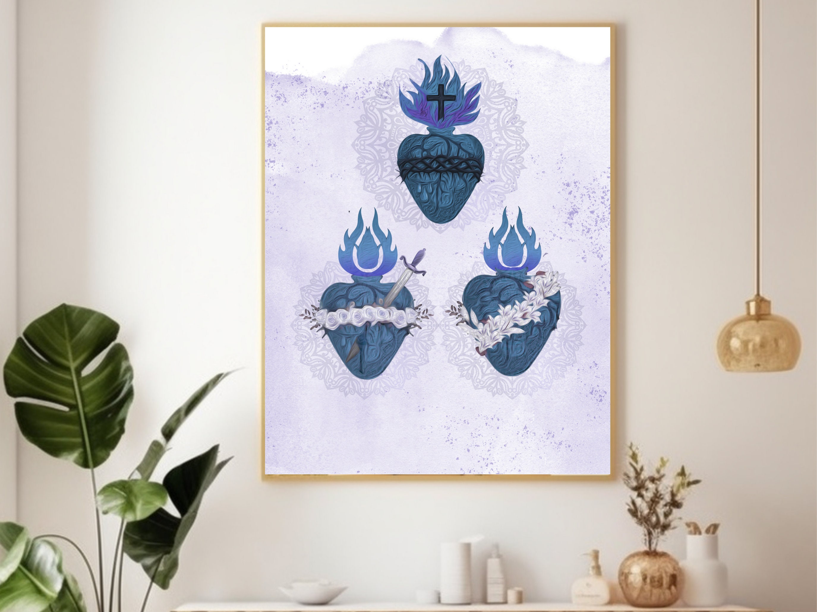 Three Hearts of the Holy Family Digital Art Printable, JMJ Hearts ...