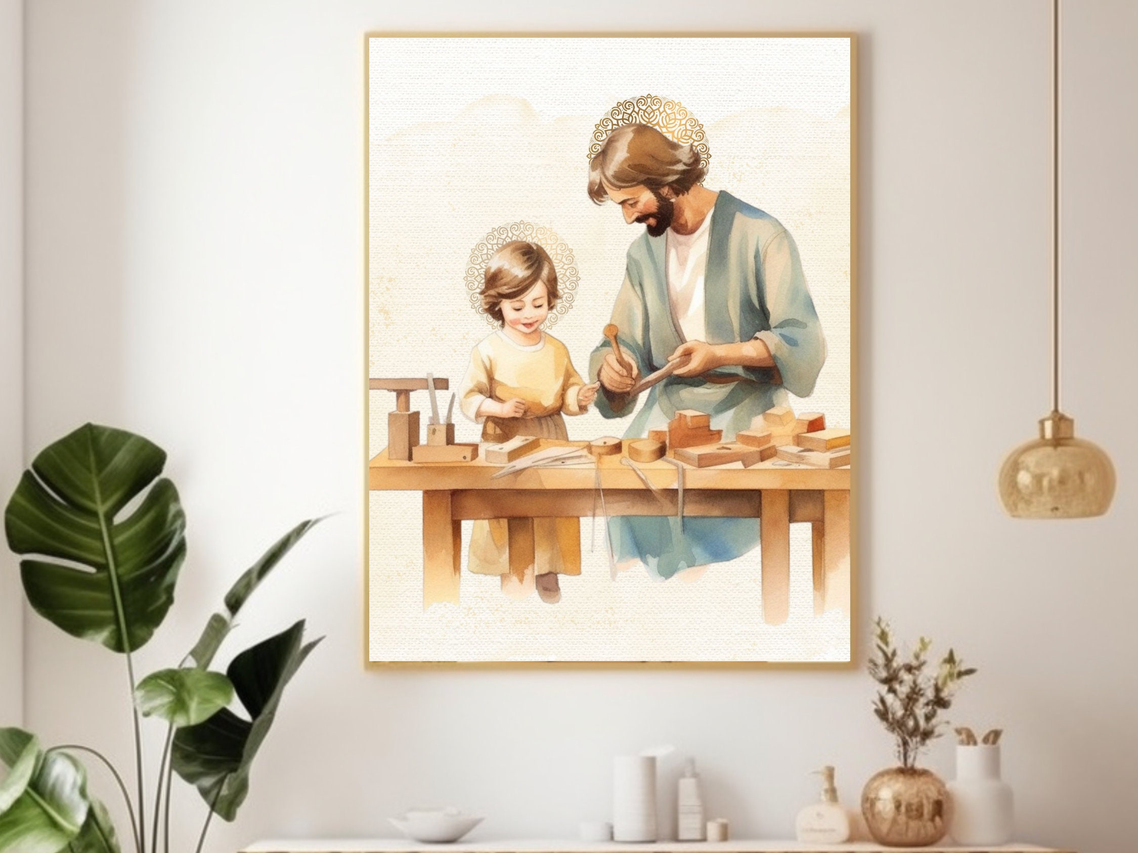 St. Joseph Teaching Jesus in the Carpenter's Shop,catholic Digitalart ...