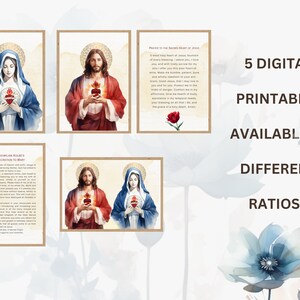 Sacred Heart of Jesus,immaculate Heart of Mary With Prayer Printable ...