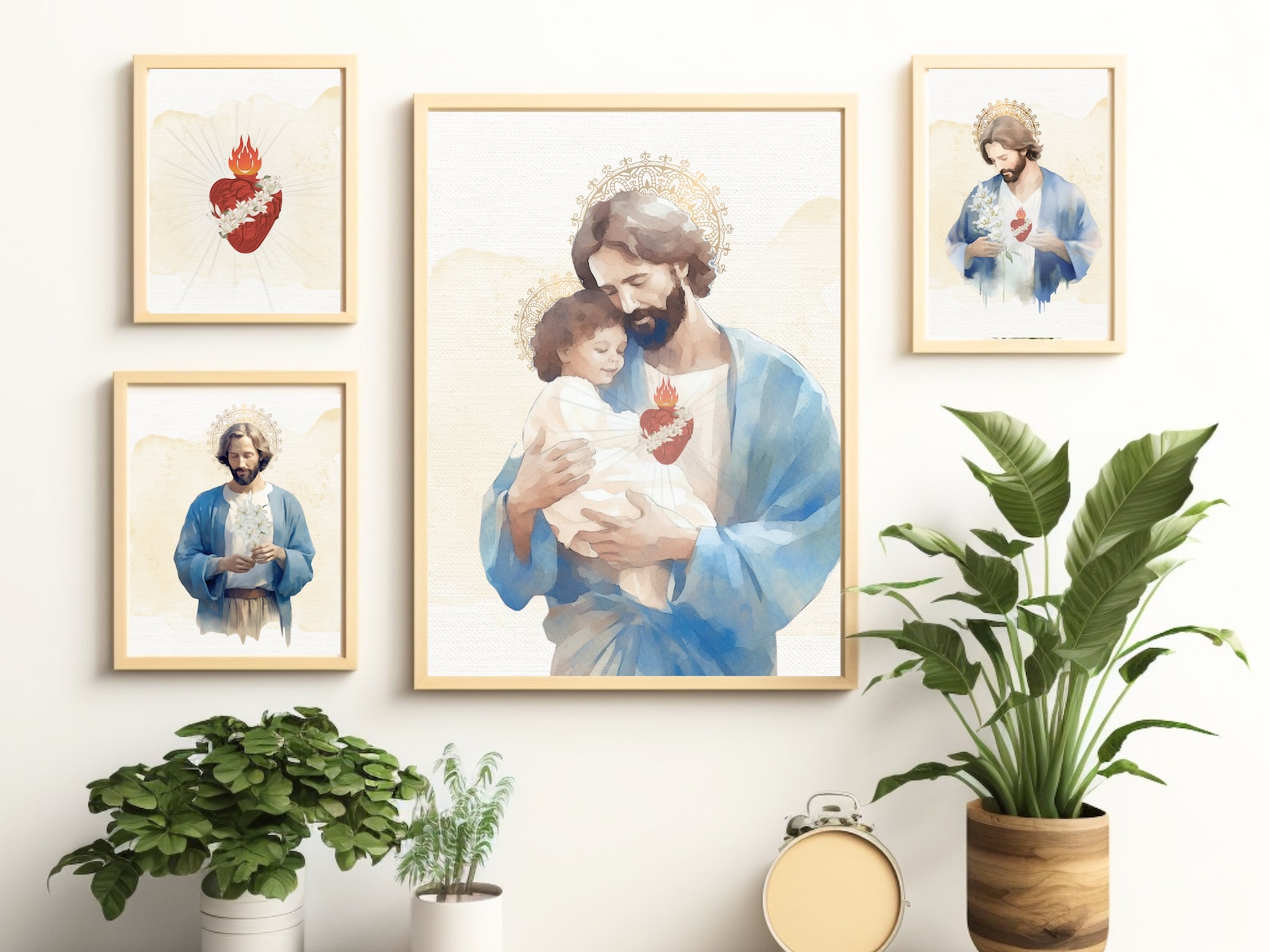 Chaste Heart of St Joseph Printable Bundle, Catholic Illustration Art ...