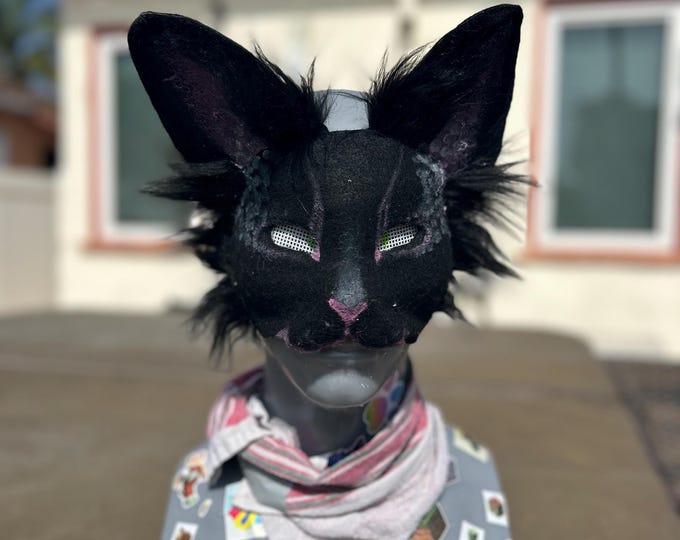 Read Description Mq-hq Black Cat Therian Handmade Mask Fursuit Furry - Etsy