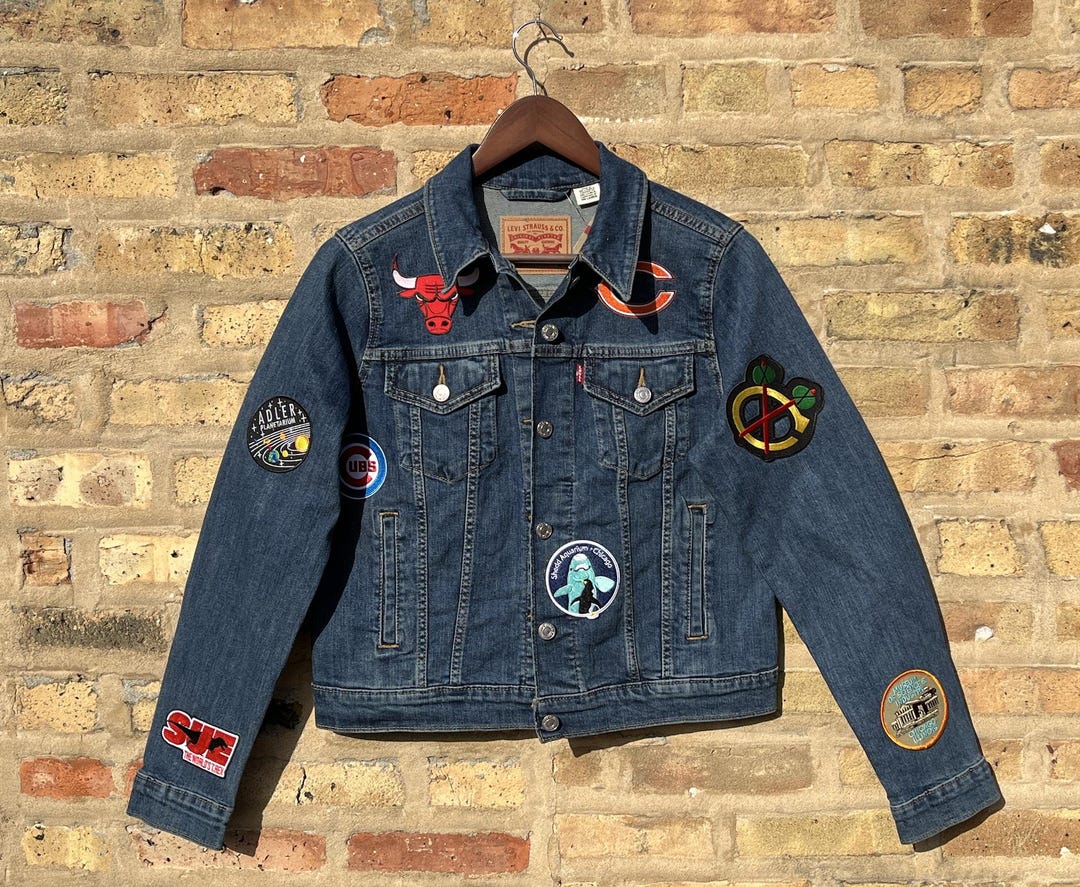 Chicago Patches Levi's Jean Denim Jacket Women's Medium - Etsy