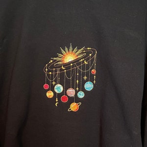 Starry Night Sky Sweatshirt With Embroidered Solar System, Celestial ...