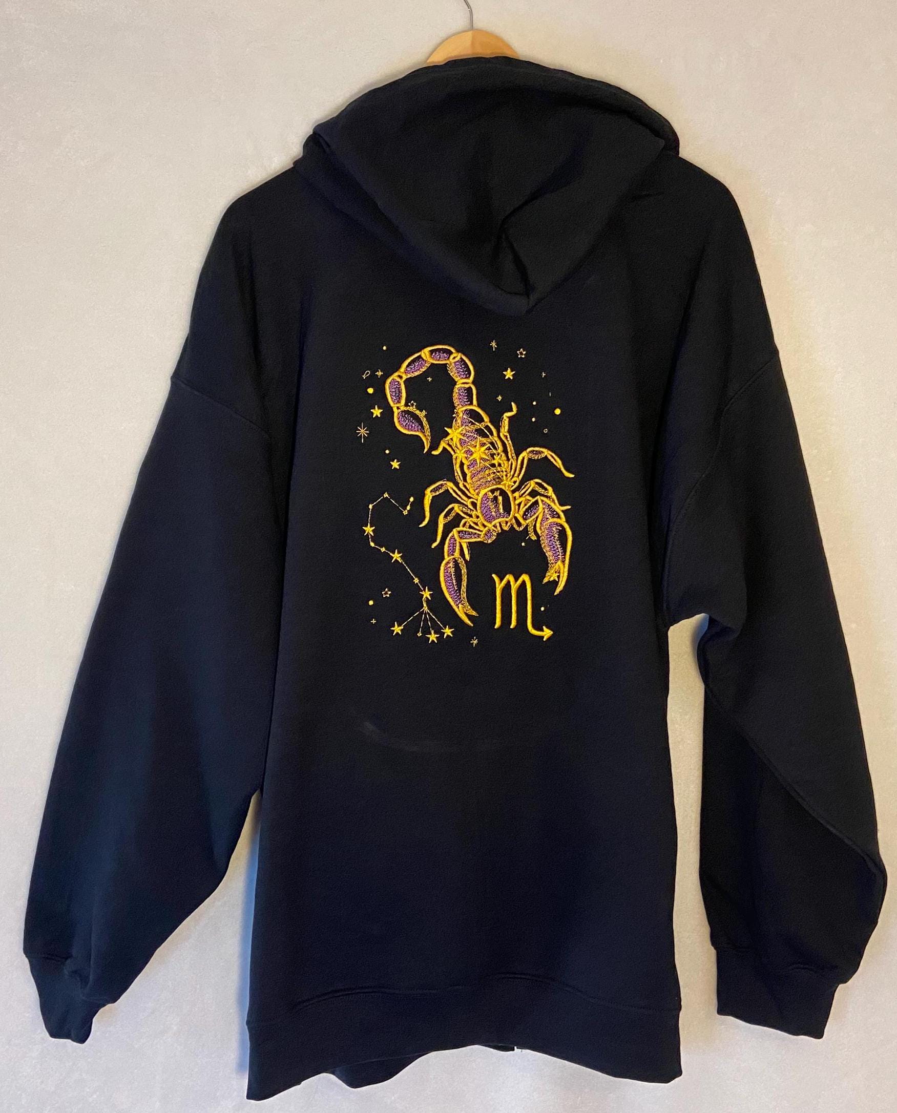 Scorpio Zodiac Sign Zip up Hoodie Embroidered Sweatshirt, Custom ...