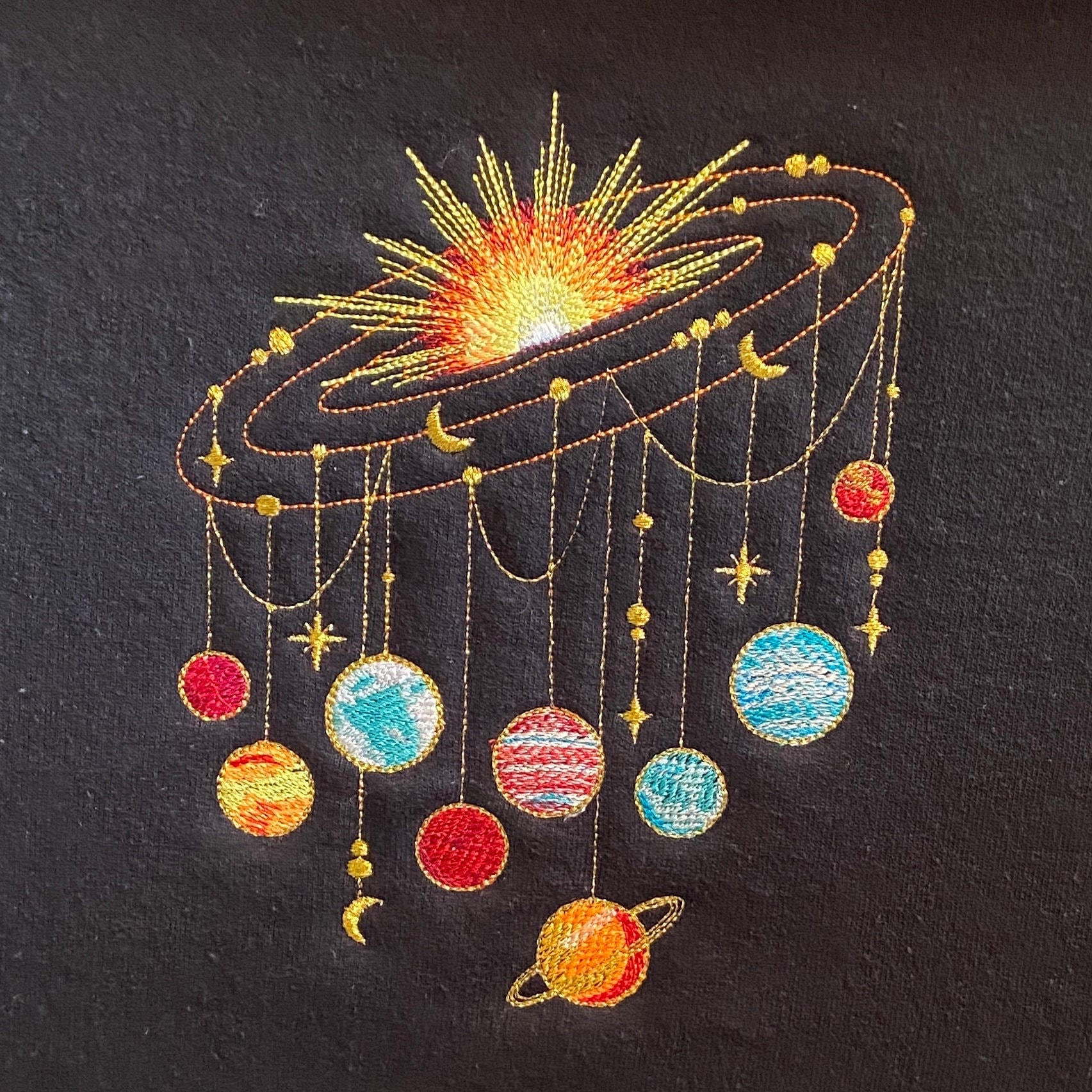 Starry Night Sky Sweatshirt With Embroidered Solar System, Celestial ...