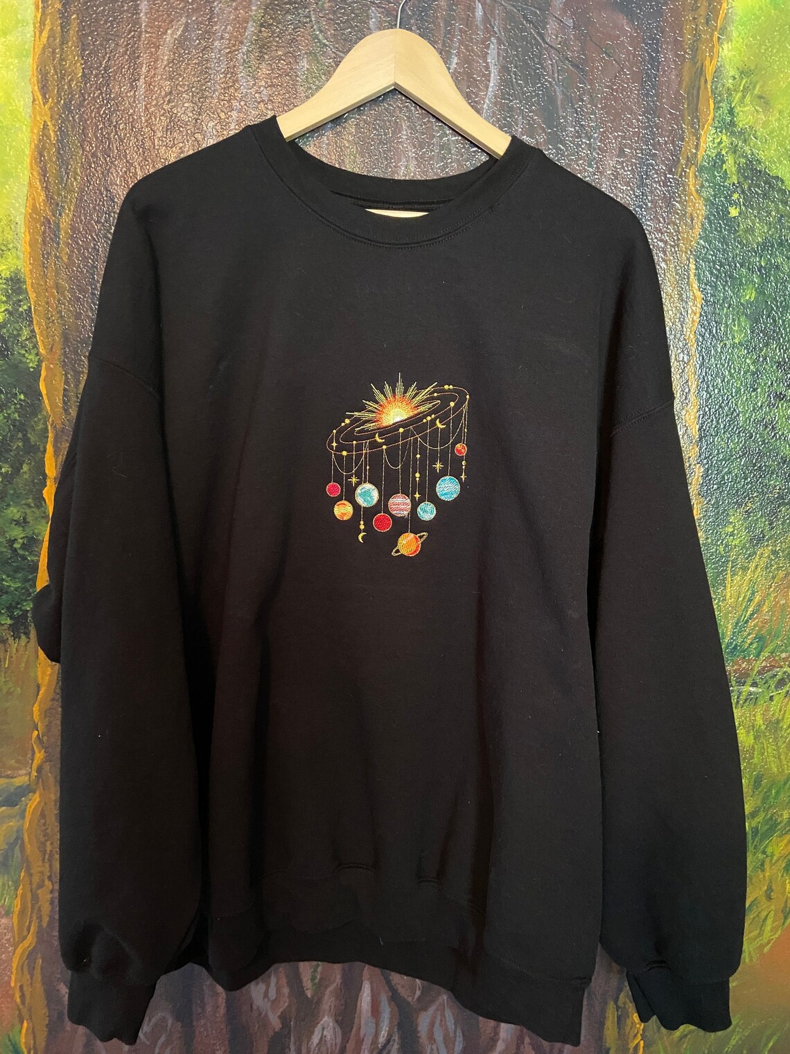 Starry Night Sky Sweatshirt With Embroidered Solar System, Celestial ...