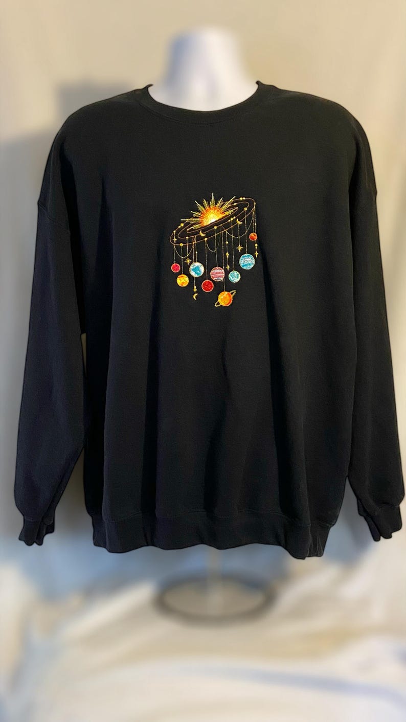 Starry Night Sky Sweatshirt With Embroidered Solar System, Celestial ...