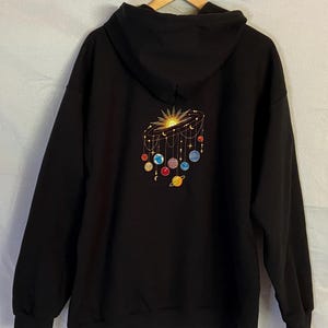 Starry Night Sky Hoodie Sweatshirt With Embroidered Solar System ...