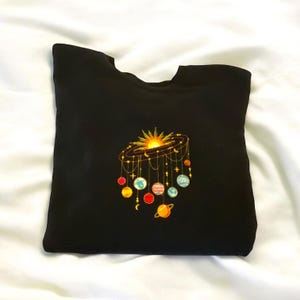 Starry Night Sky Sweatshirt With Embroidered Solar System, Celestial ...