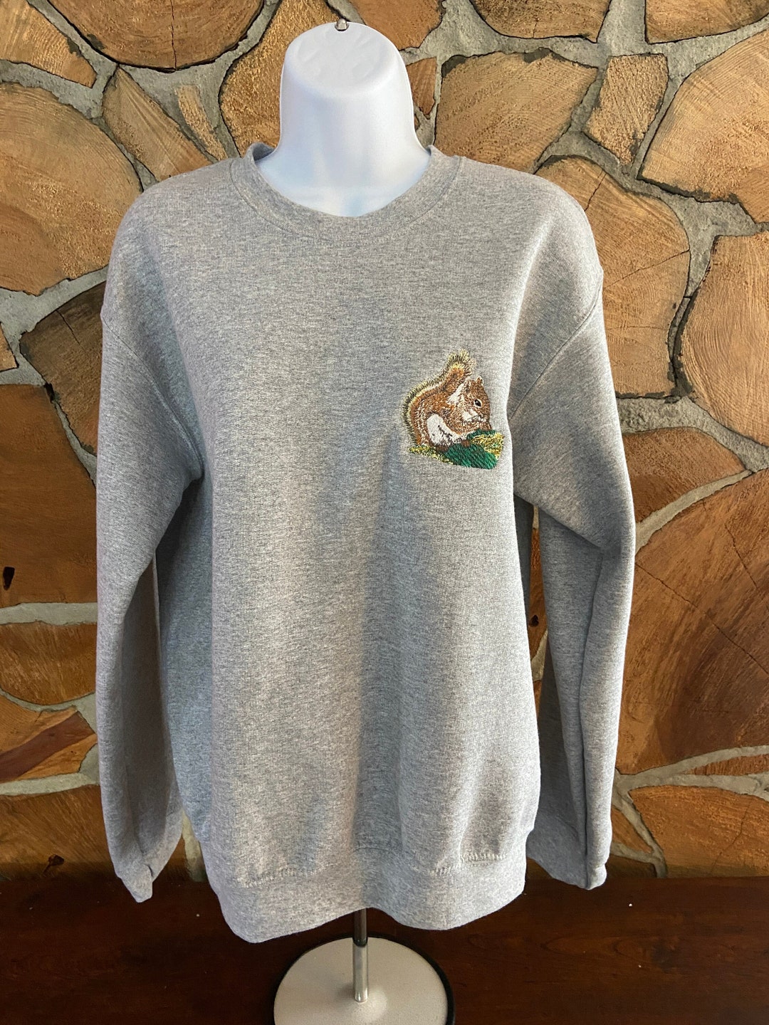 Embroidered Squirrel Sweatshirt, Woodland Animal Sweater, Nature ...
