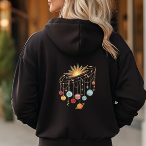 Starry Night Sky Hoodie Sweatshirt With Embroidered Solar System ...