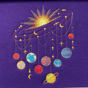 Starry Night Sky Sweatshirt With Embroidered Solar System, Celestial ...