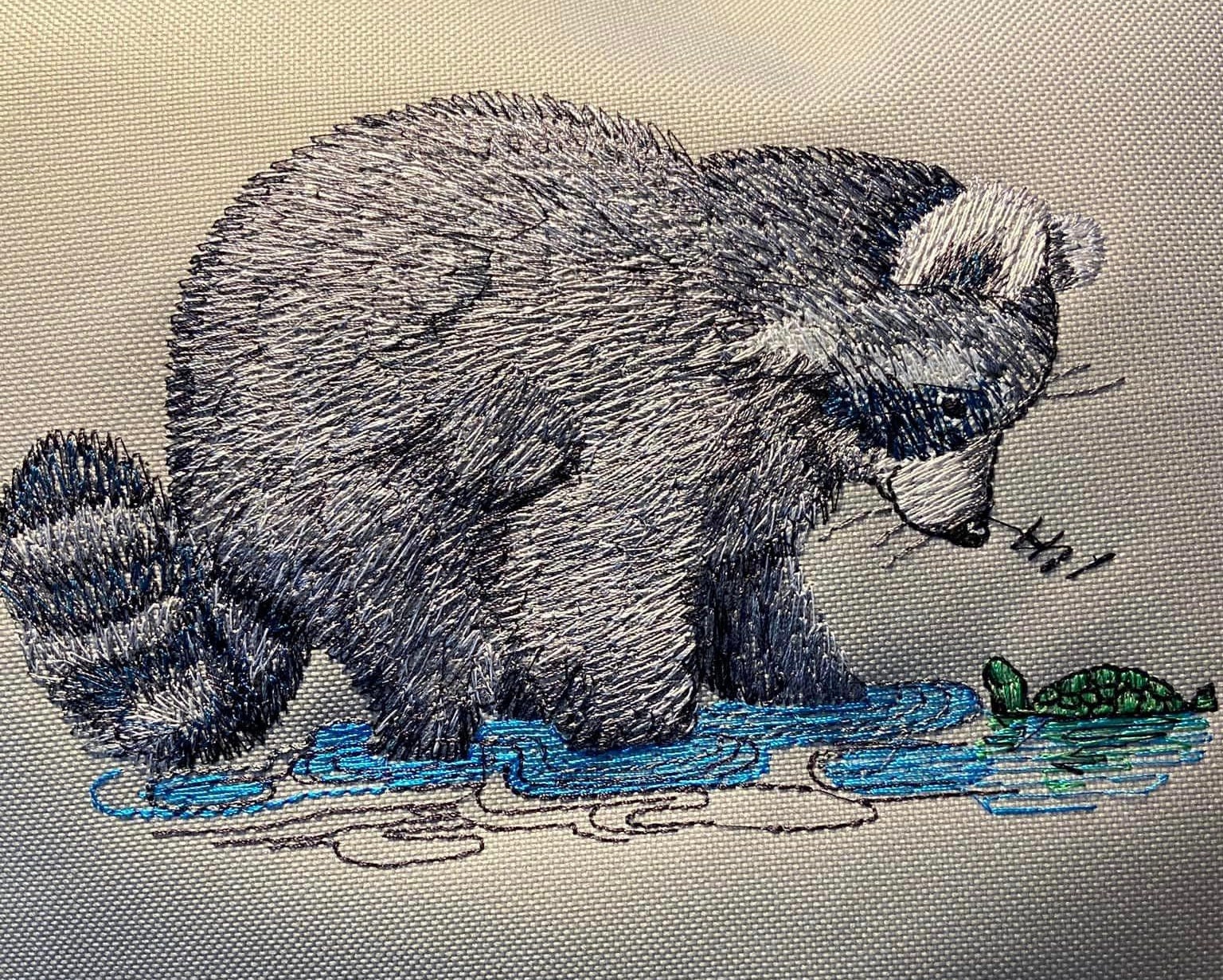 Adorable Embroidered Raccoon Greeting a Turtle Tote Bag, Cute, Unique ...