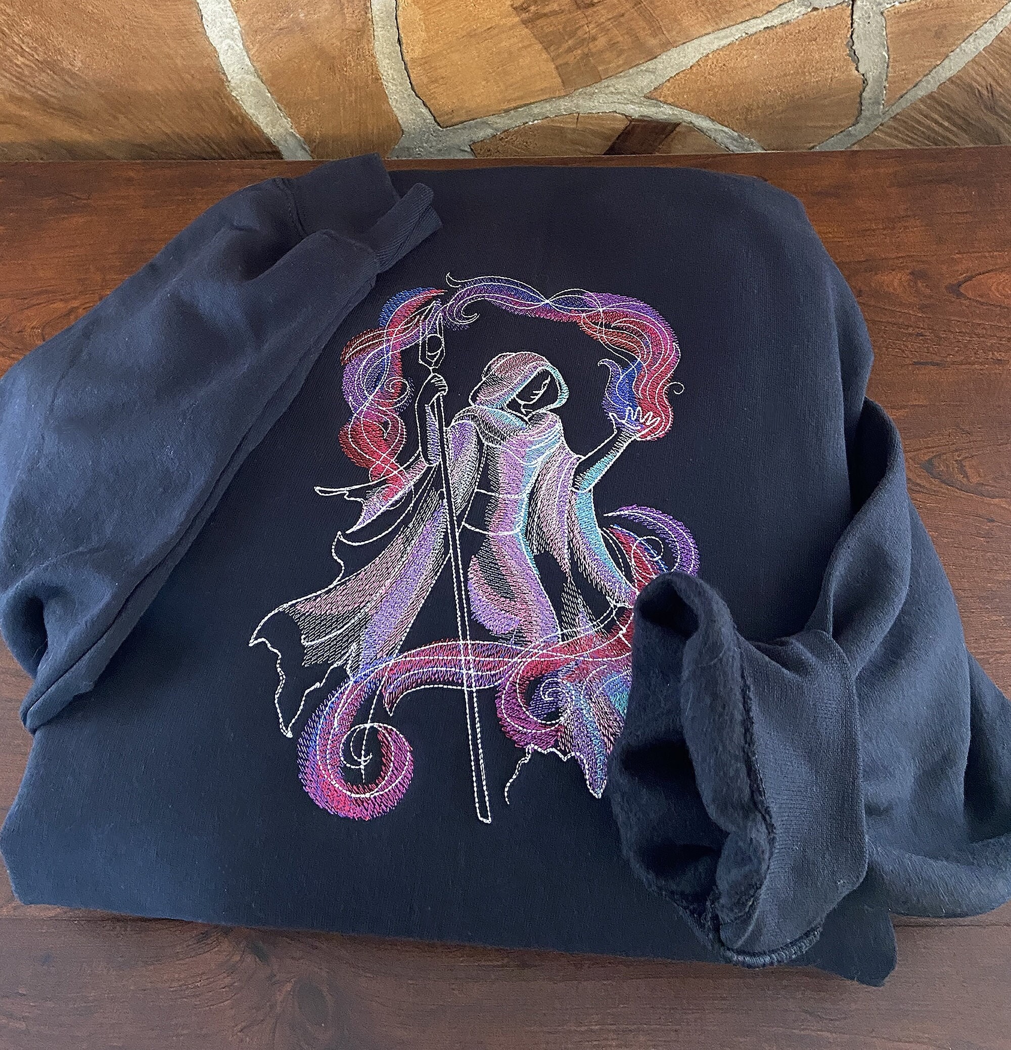 Unique Embroidered Mage Black Sweatshirt Hoodie, Perfect for Cosplay ...