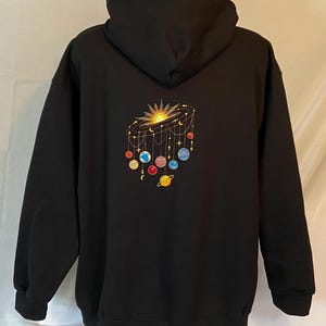 Starry Night Sky Hoodie Sweatshirt With Embroidered Solar System ...