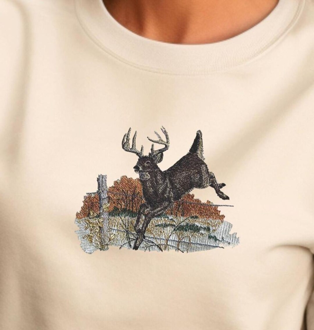 Embroidered Whitetail Deer, Stag, Unique, Stylish and Cozy Sweatshirt ...