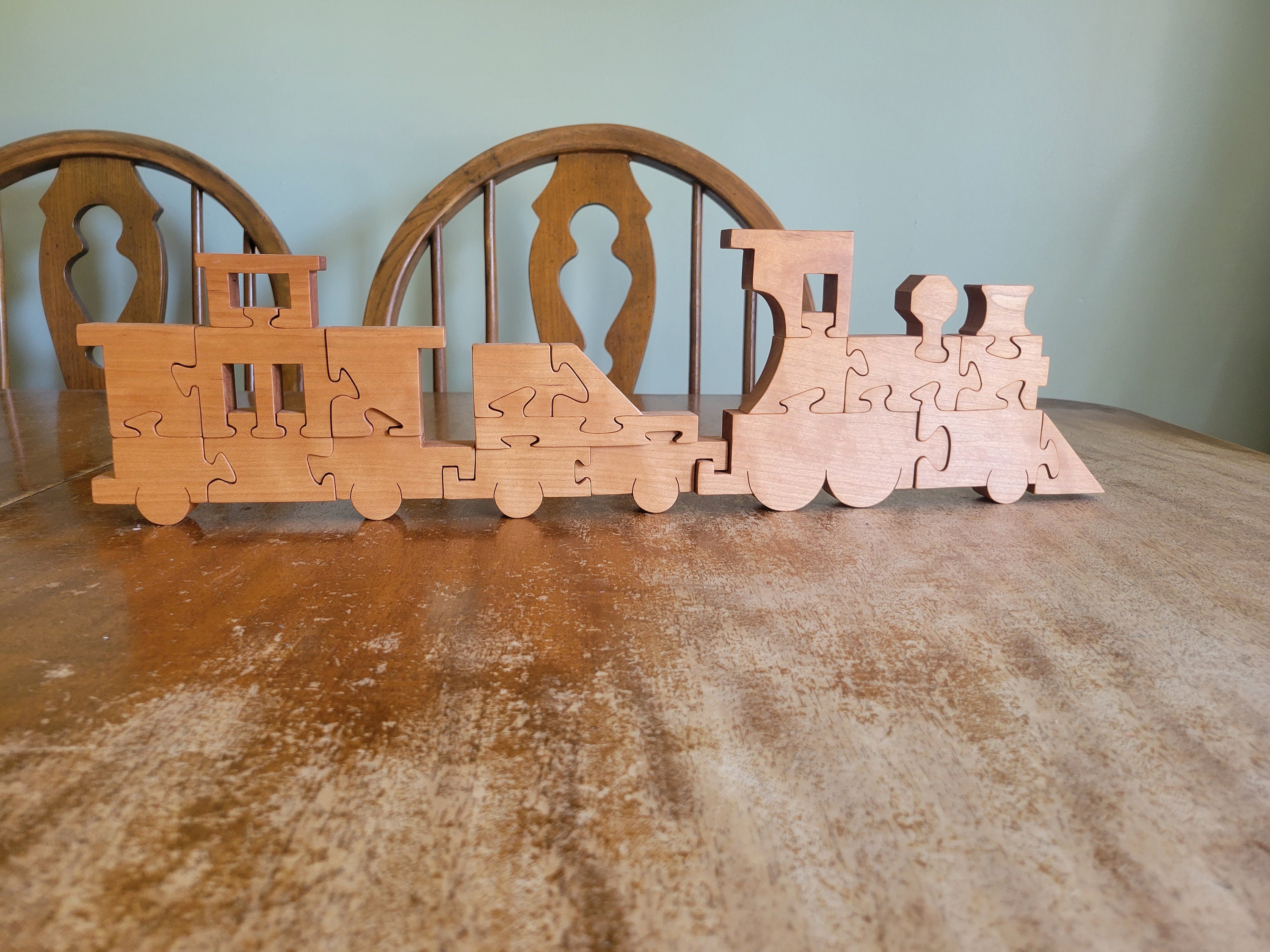 Wooden Train Puzzle - Etsy