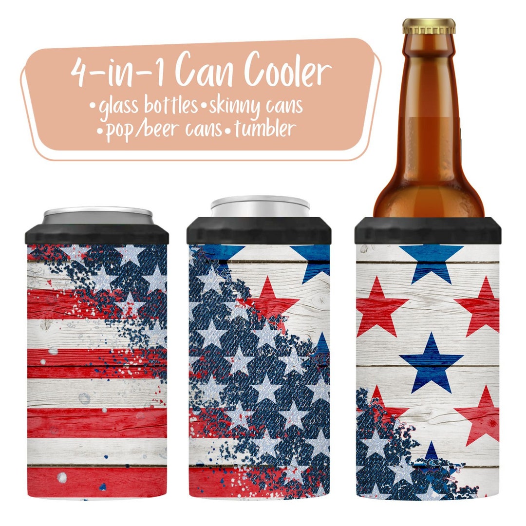 4 in 1 Can Cooler-american Flag - Etsy