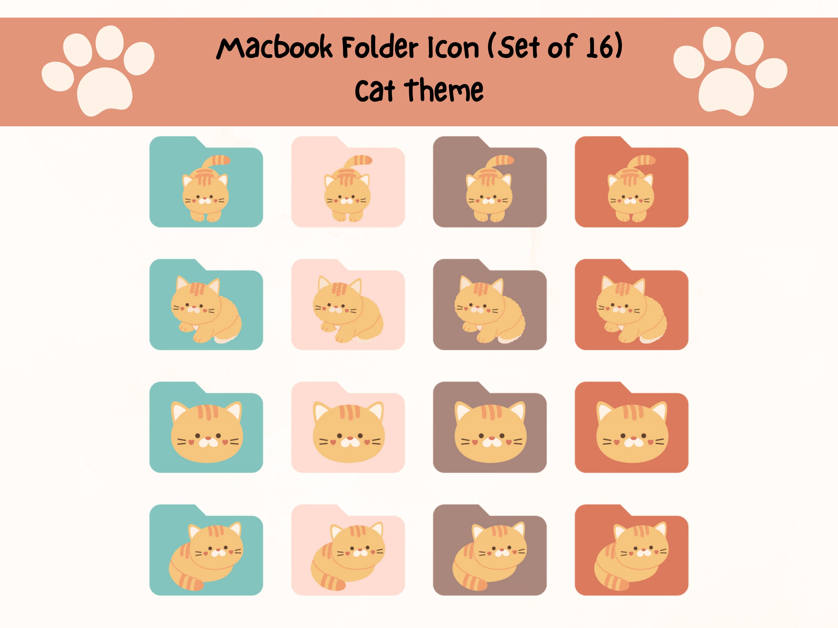 Cute Cat Folder Icons Windows And Macos Digital Download ... Cute Cat Folder Icons Windows And Macos Digital Download ...