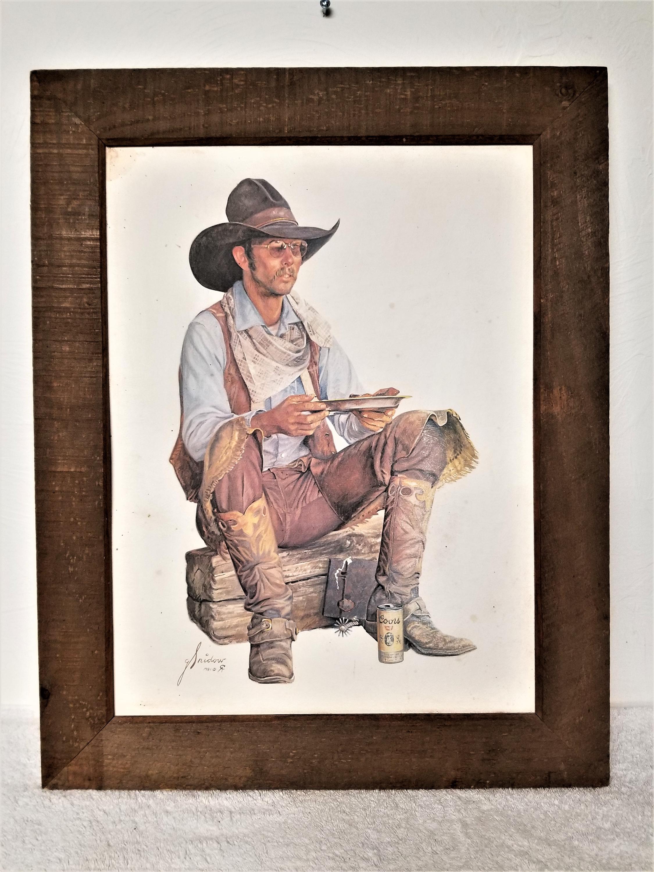 Vintage Gordon Snidow COORS baked Beans & Beer Cedar Framed Print With ...