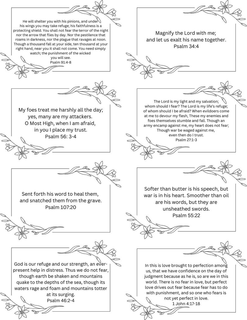 48 Bible Verse Cards for Anxiety, Fear, & Encouragement, Printables ...