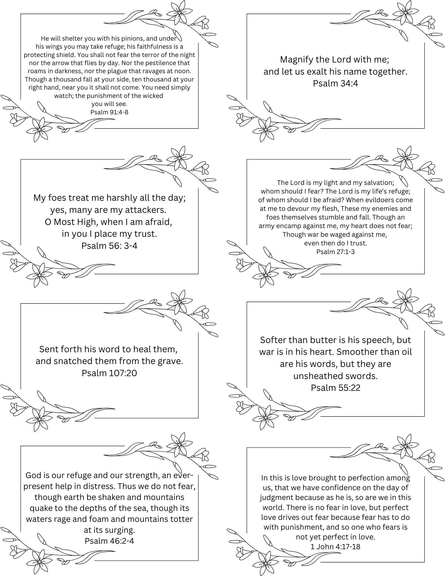 48 Bible Verse Cards for Anxiety, Fear, & Encouragement, Printables ...