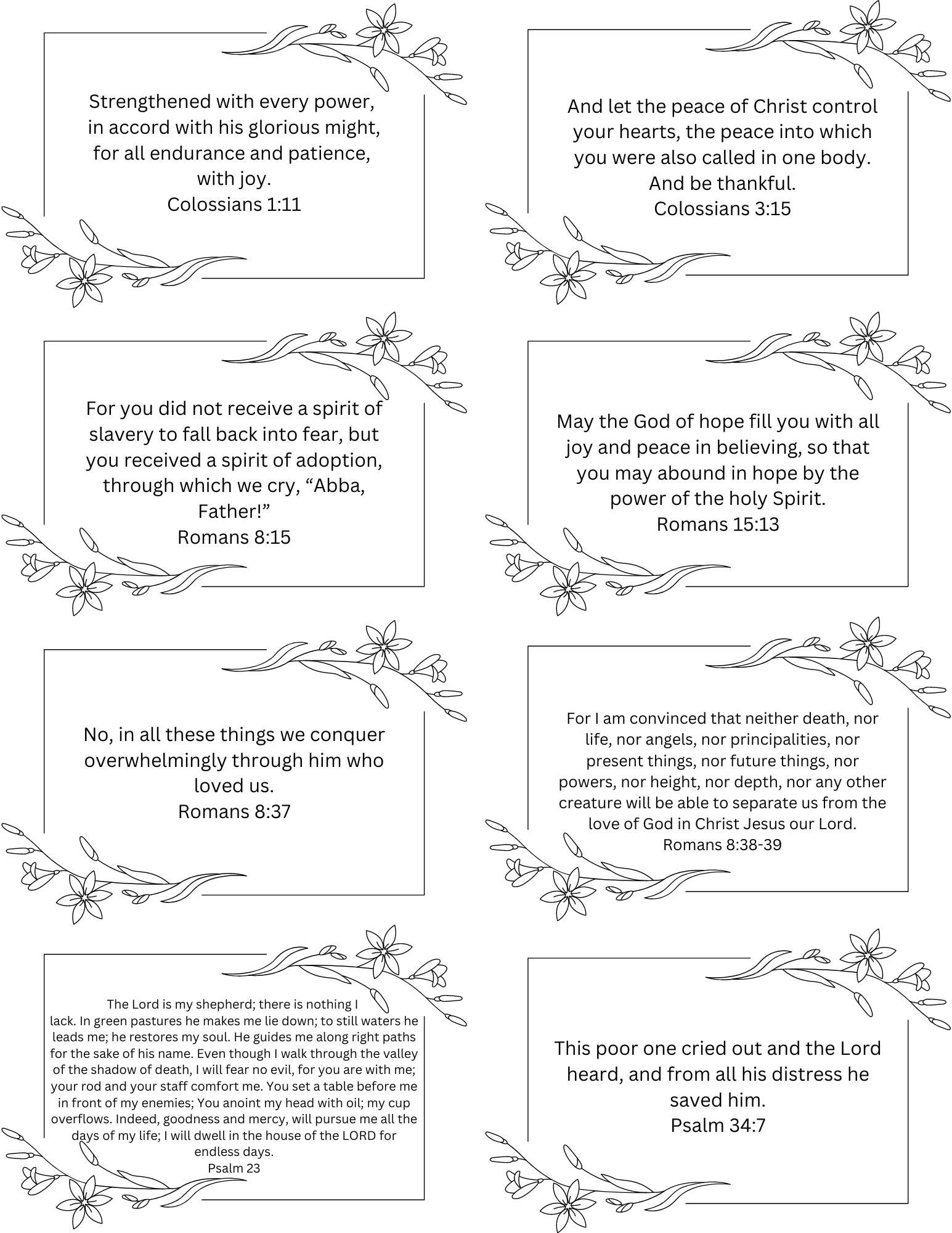 48 Bible Verse Cards for Anxiety, Fear, & Encouragement, Printables ...
