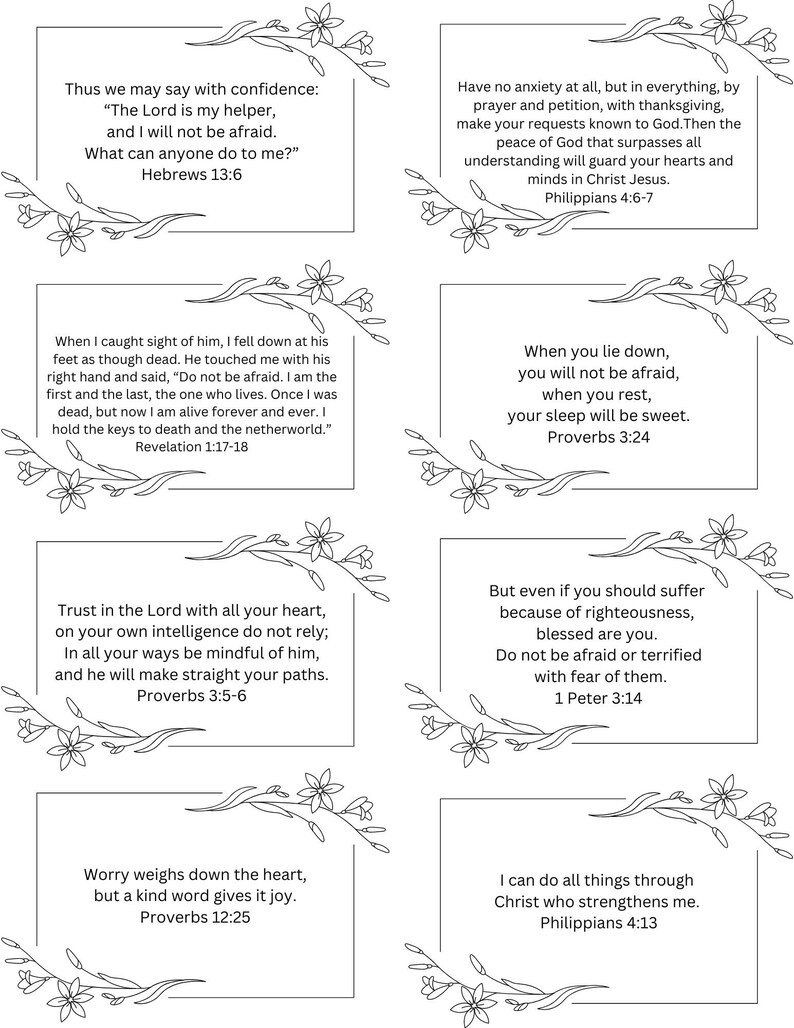 48 Bible Verse Cards for Anxiety, Fear, & Encouragement, Printables ...