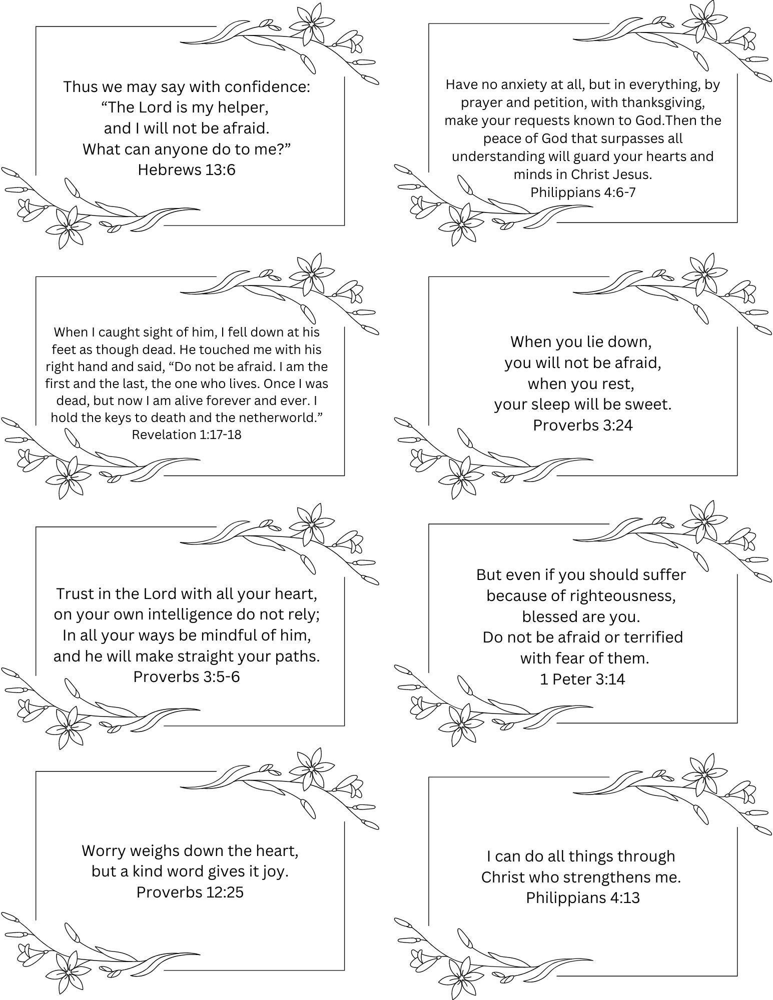 48 Bible Verse Cards for Anxiety, Fear, & Encouragement, Printables ...