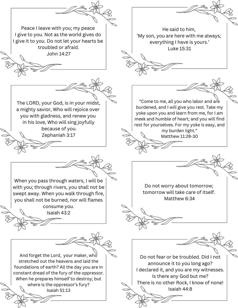 48 Bible Verse Cards for Anxiety, Fear, & Encouragement, Printables ...
