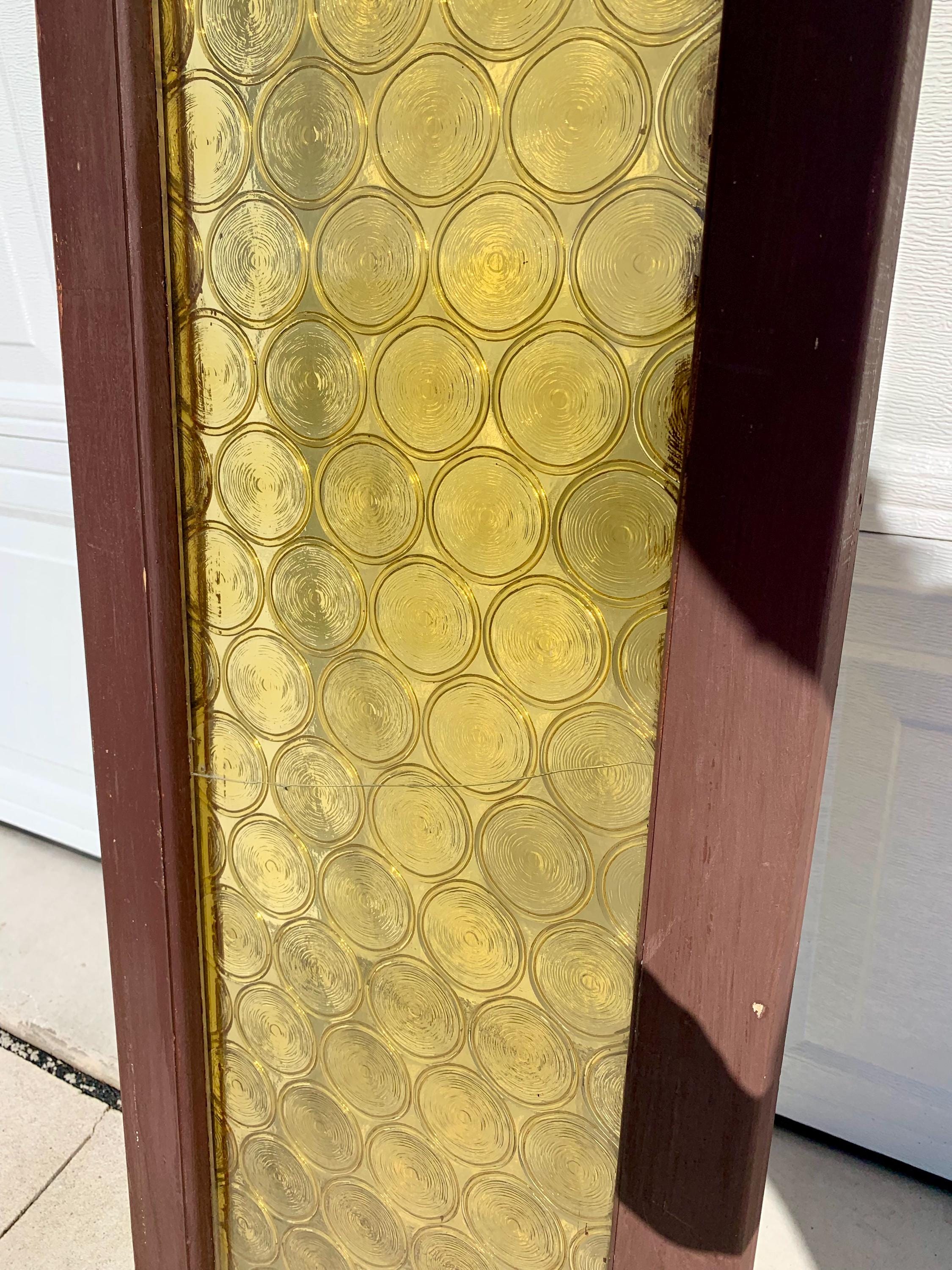Old Bottle Glass Window 80 X 14 Vintage Yellow Glass 1970s Textured ...