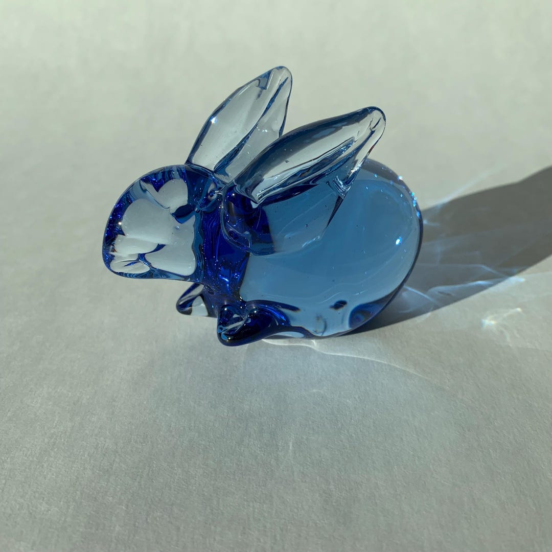 Vintage Blue Glass Bunny Rabbit United States Commemorative Fine Art ...