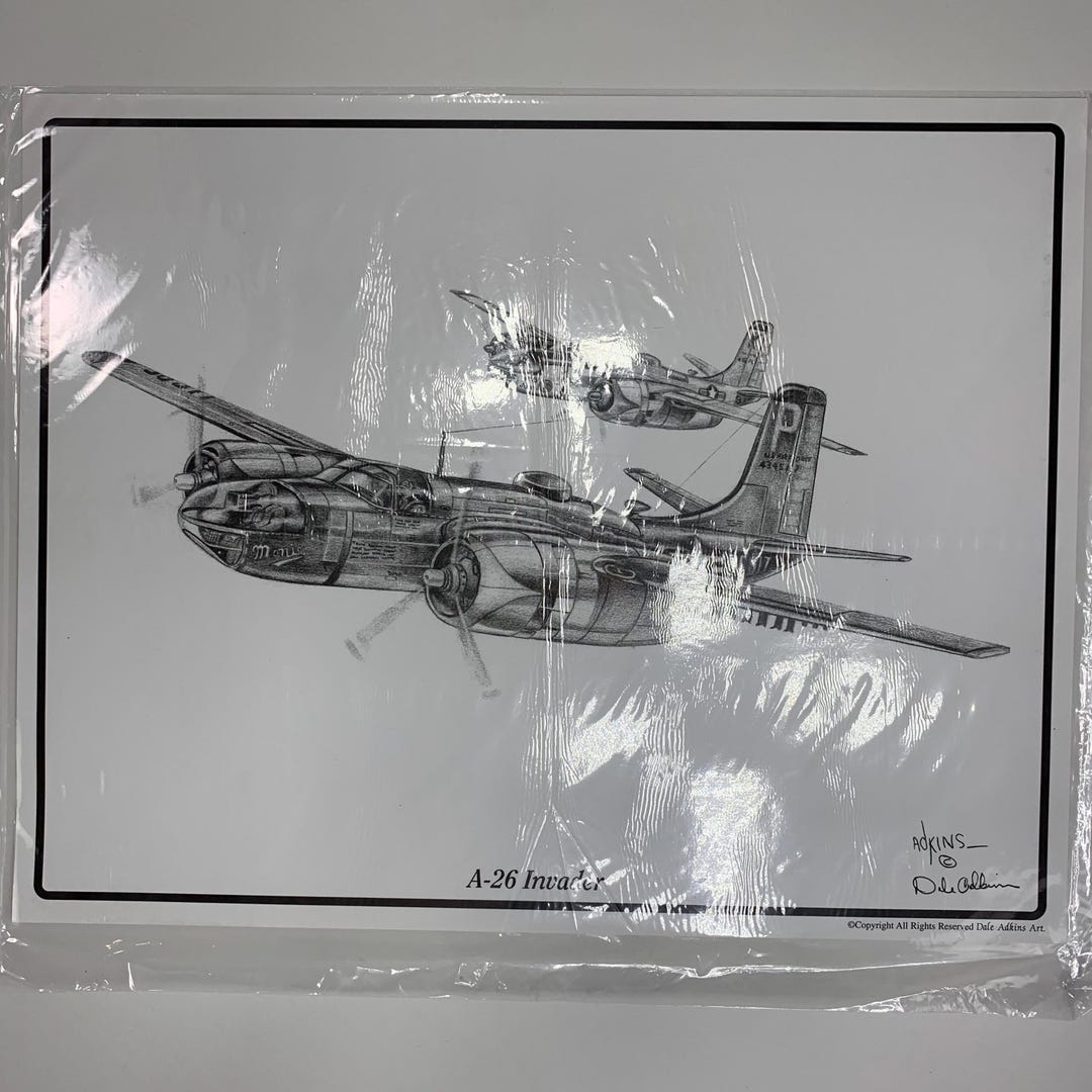 A-26 Invader, Dale Adkins Art, Pencil Sketch, 11x14 Print in Sleeve ...